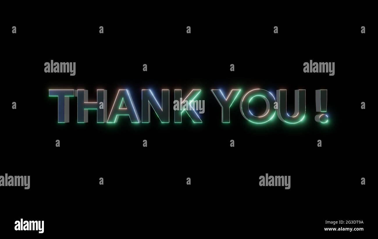 Thank you blue and green neon effect sign with light and shining ...