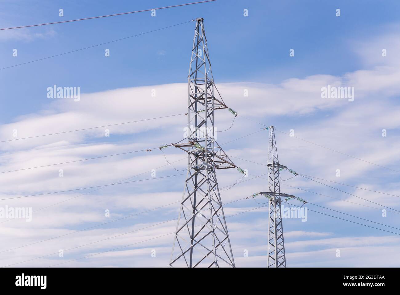 High voltage electric transmission pylon tower.Electricity concept ...