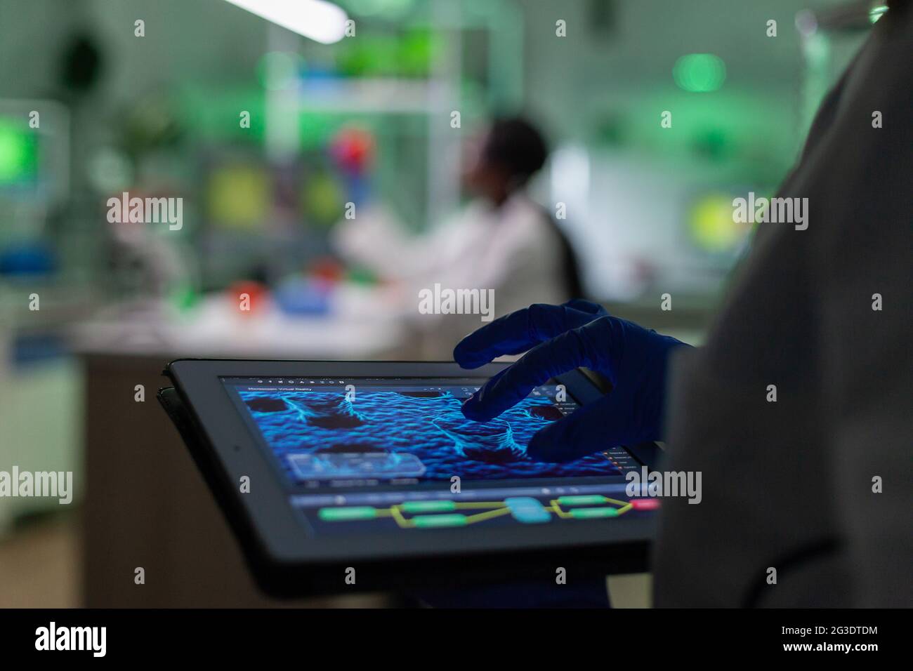 Scientist researcher doctor analyzing genetic mutation test using ...