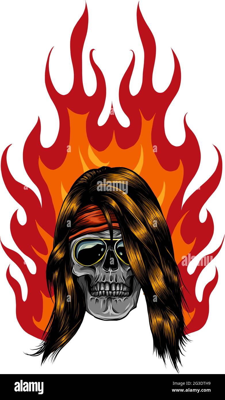 Skull on Fire with Flames Vector Illustration Stock Vector Image & Art ...