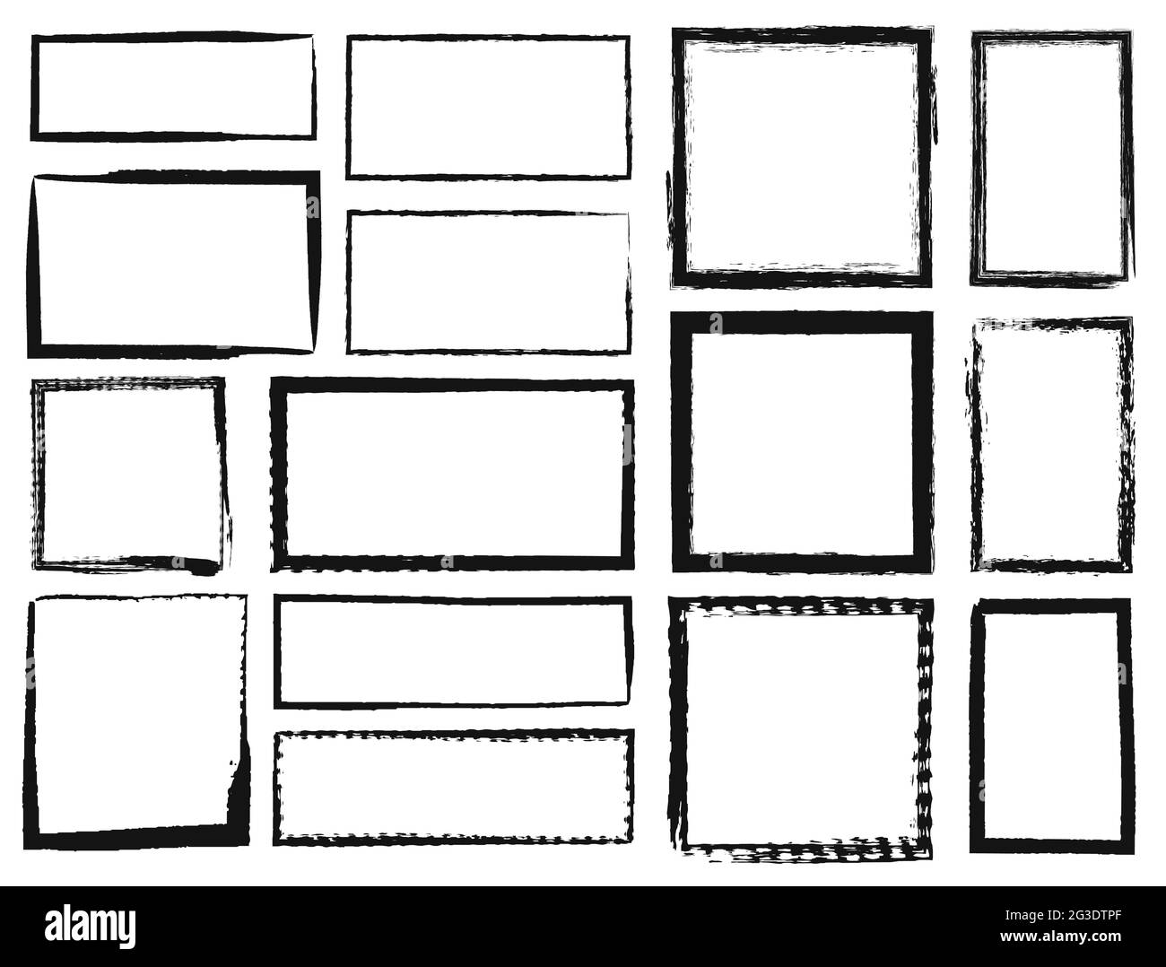 Grunge frames. Textured square and rectangle borders. Dirty grungy ...