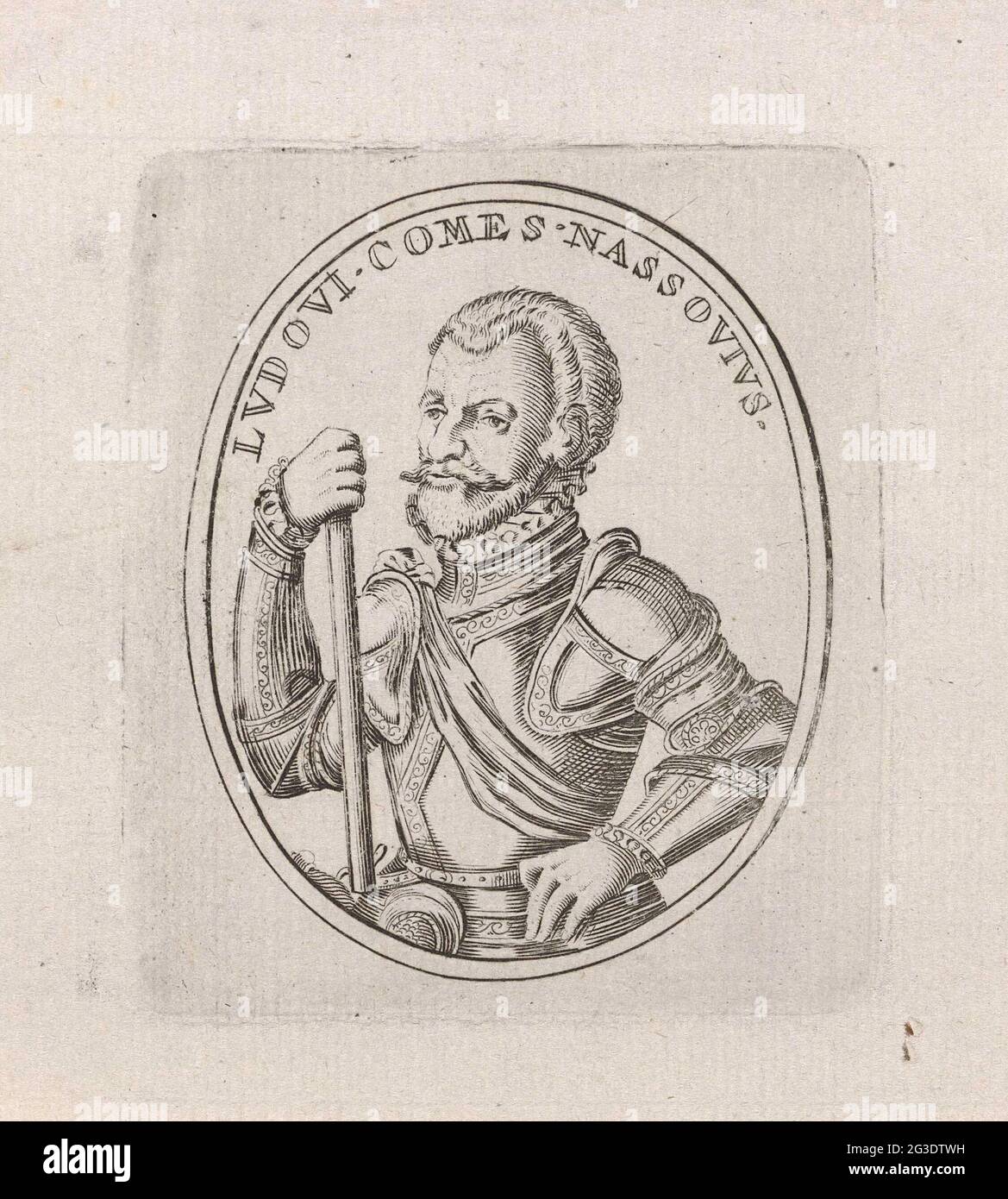 Portrait of Louis, Count of Nassau. Portrait of Louis in an oval with ...