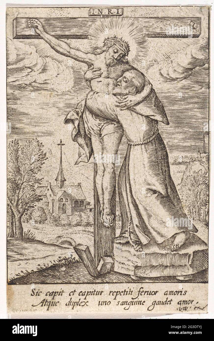 H. Francis of Assisi embraces Christ on the cross. The Sacred Francis ...