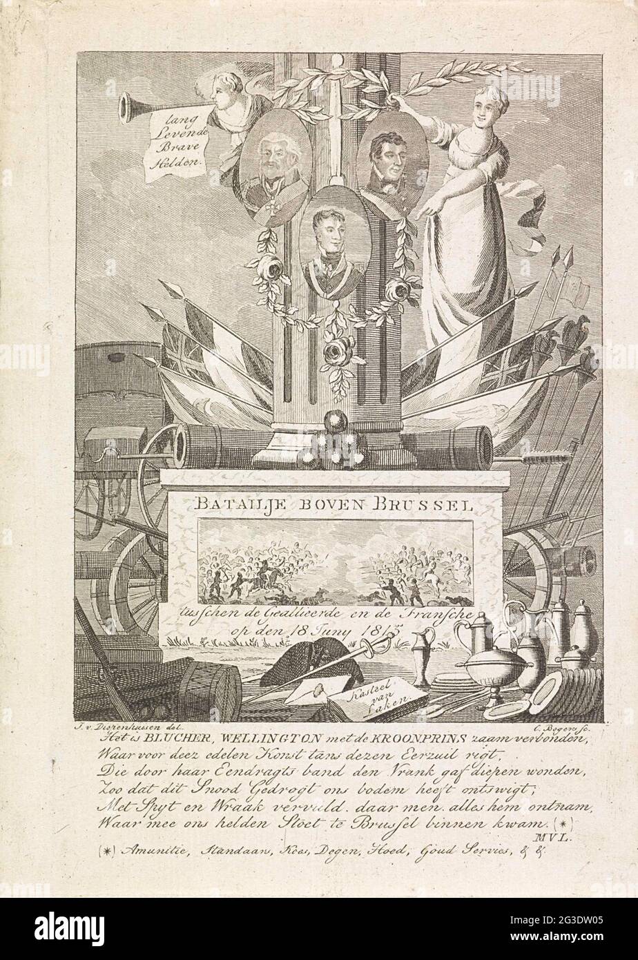 Allegory on the heroes of the battle at Waterloo, 1815. Allegory on the ...