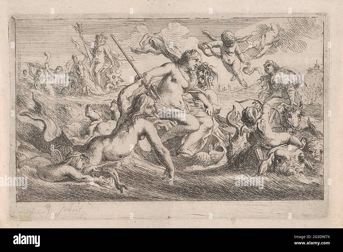 Triumph of Galatea. Galatea is sitting together with a sea-centaur in ...