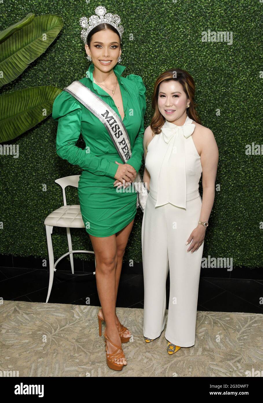 Los Angeles, USA. 15th June, 2021. (L-R) Miss Universe Peru 2020 Janick ...