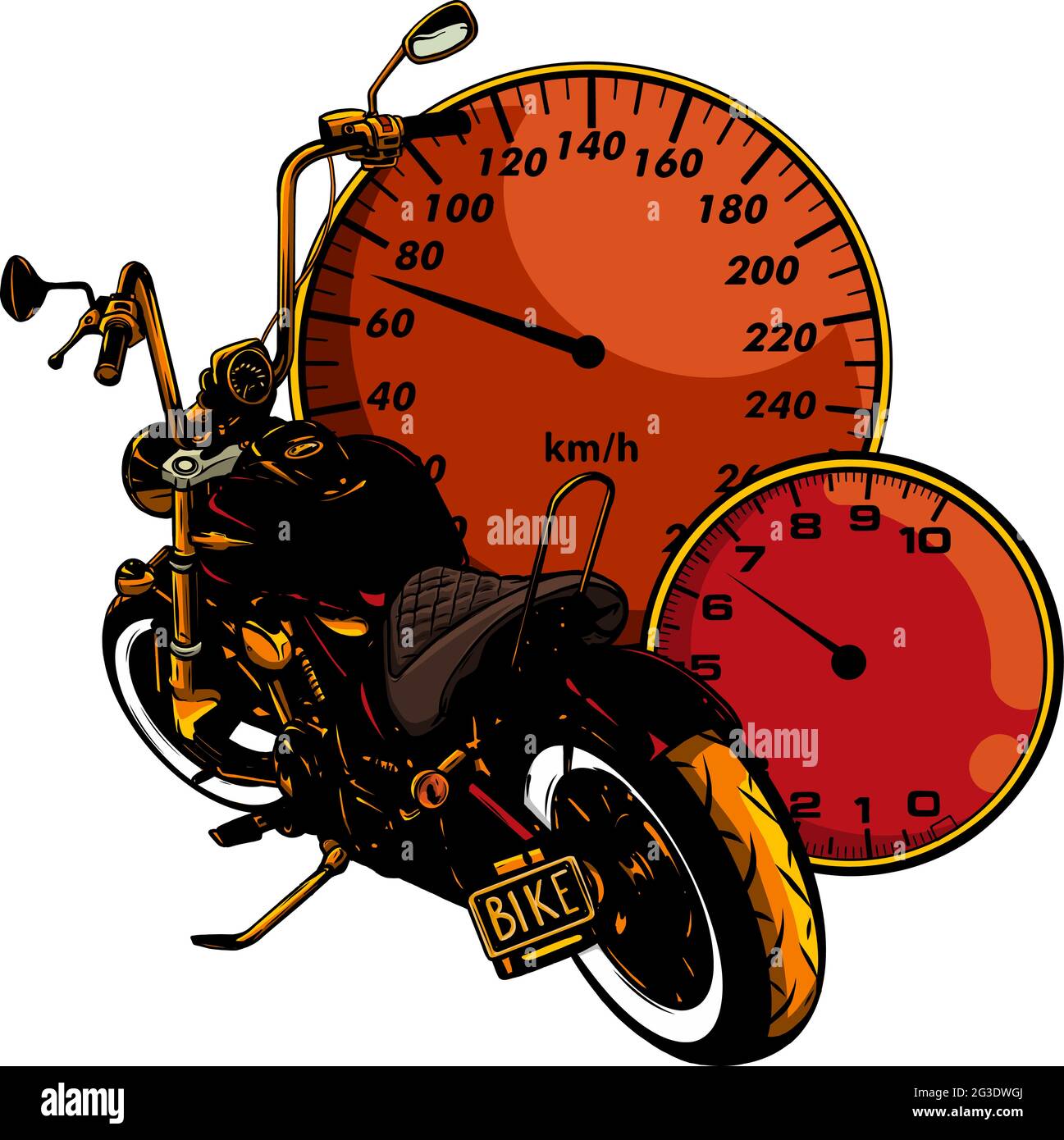 custom Motorcycle with speedometer vector illustration design Stock ...