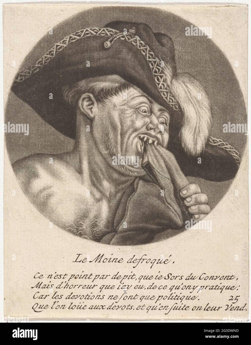 Monk with a feathered hat; Le Moine Defroqué; Caricatures on the French ...