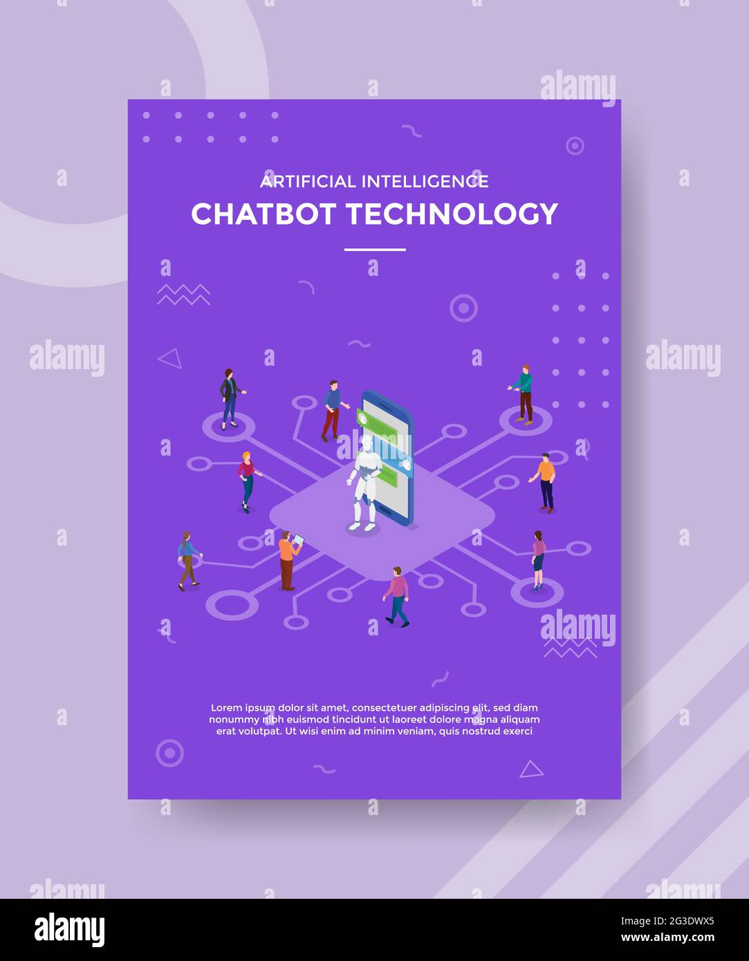 chatbot with robot and people communicate concept for template banner ...