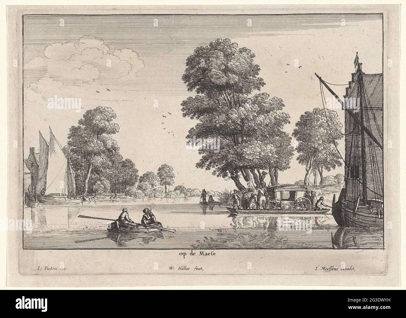 View of the Maas with ferry; On the Maese; River faces and coastal ...