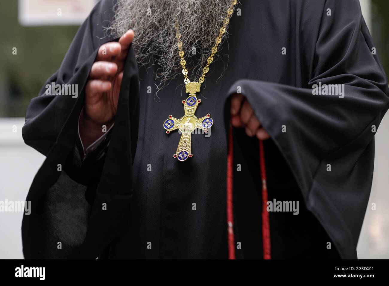 Bucharest, Romania - June 14, 2021: Details with the prayer robe and ...