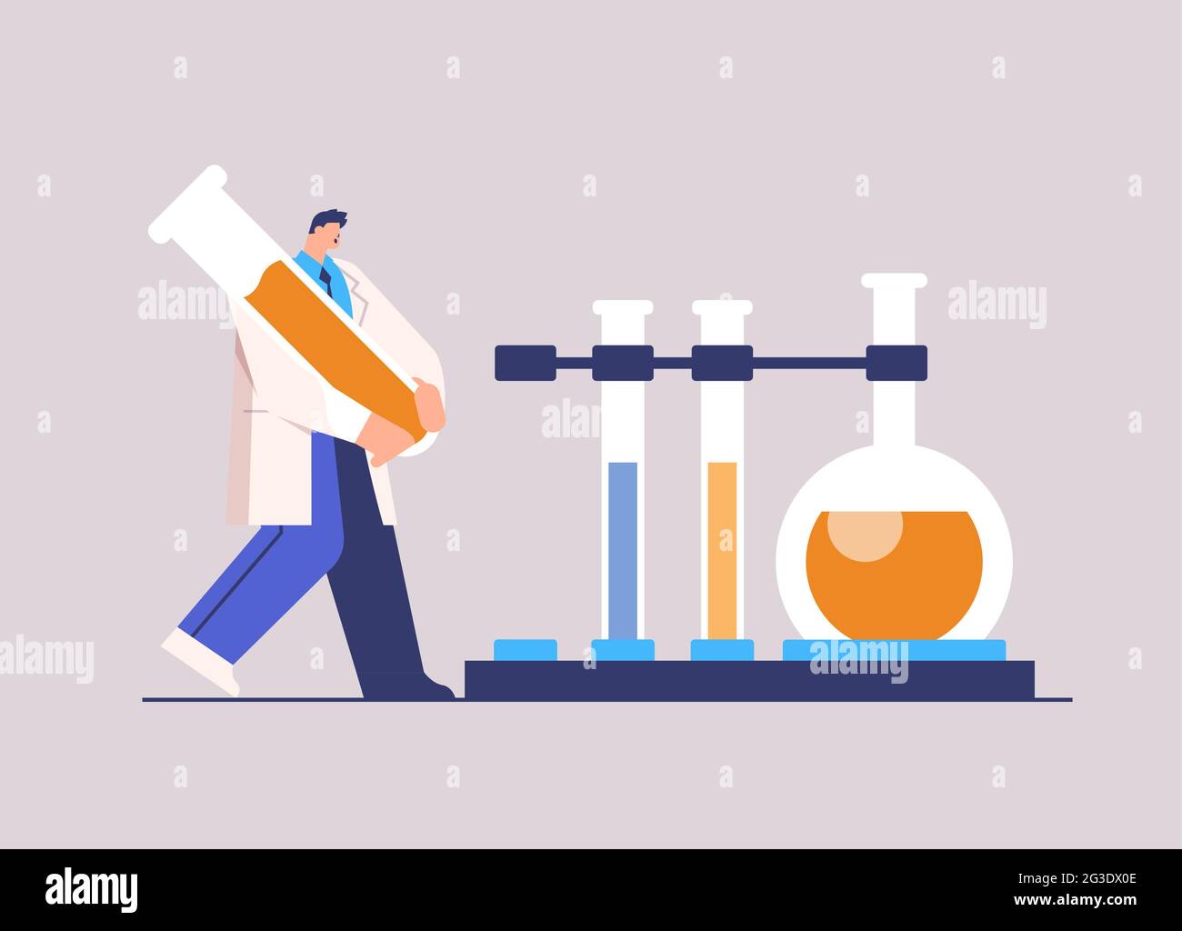 scientist working with test tube man researcher making chemical ...