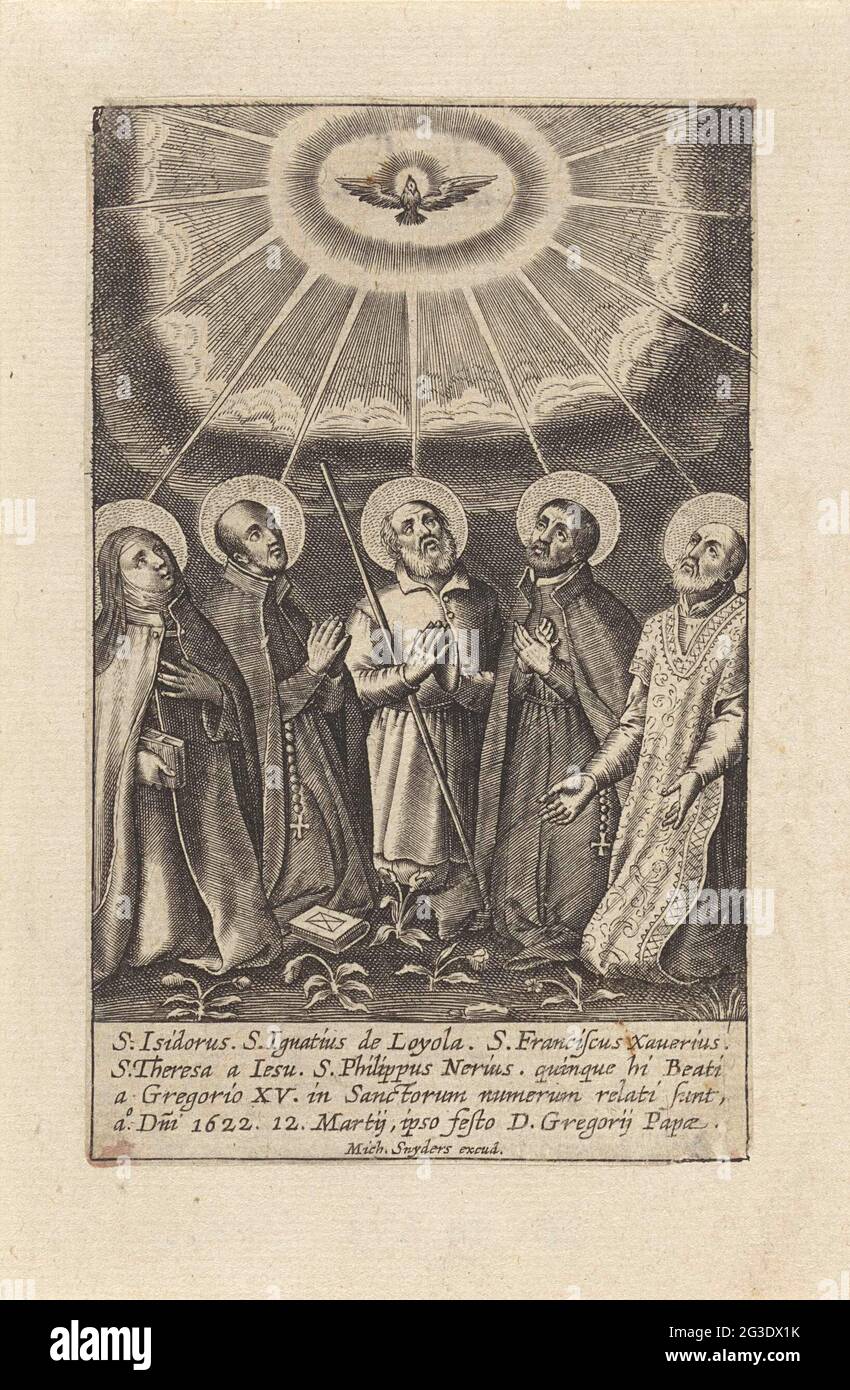 Five saints. Saints Isidorus, Ignatius of Loyola, Franciscus Xaverius ...