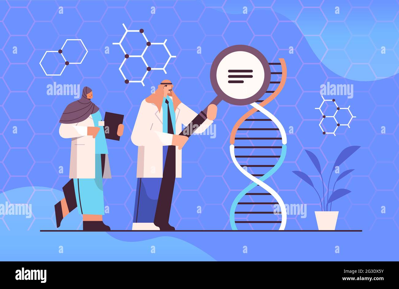 arabic scientists working with DNA arab researchers making experiment ...