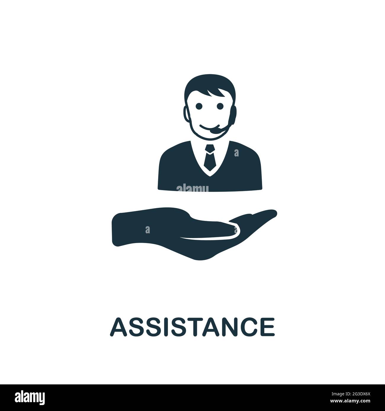 Assistance icon. Simple creative element. Filled monochrome Assistance ...