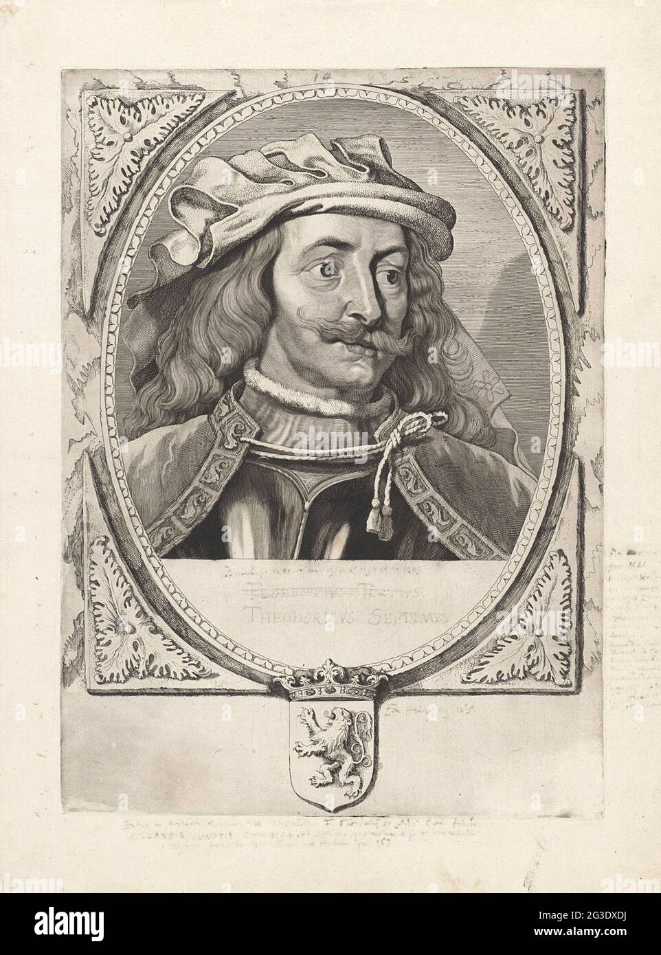 Portrait of Dirk VII, Count of Holland. Dirk VII, Graaf van Holland. He ...