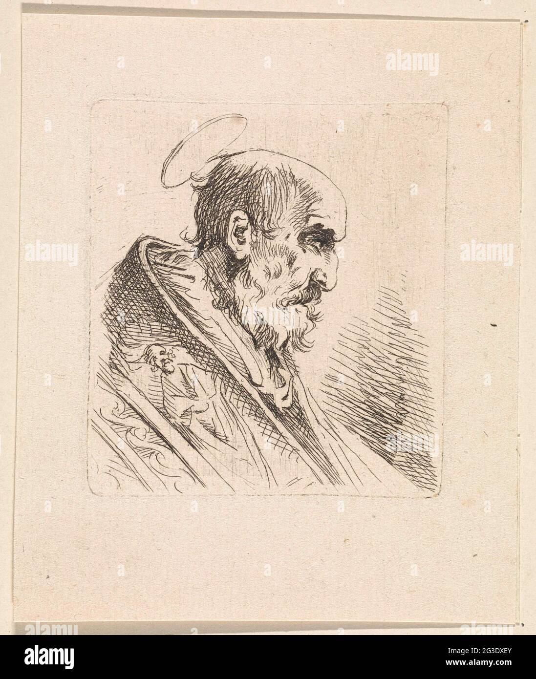 Saint with Nimbus. A saint, with nimbus above the head, dressed in a ...