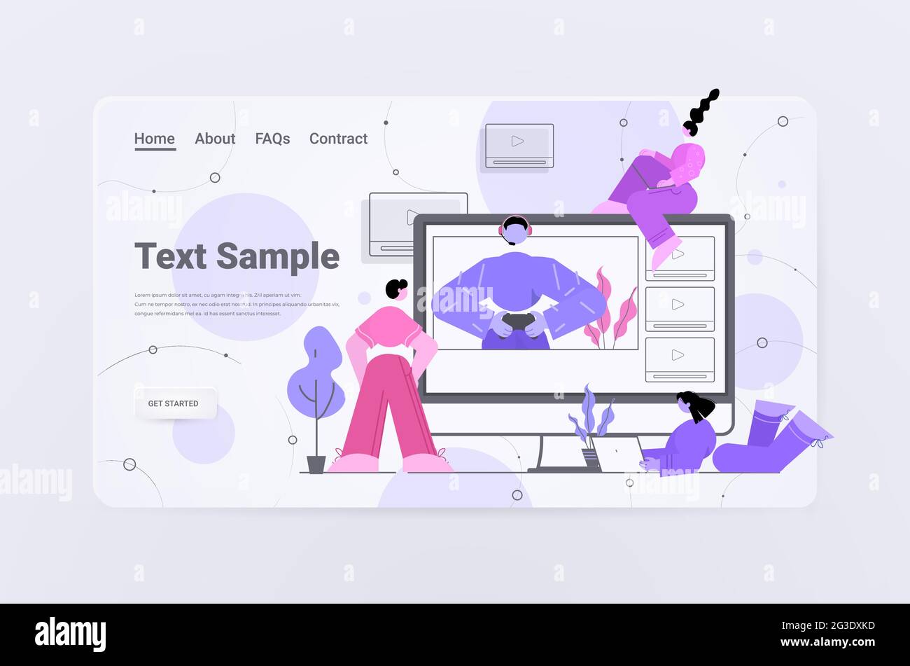call center operator in headset on computer monitor screen customer ...