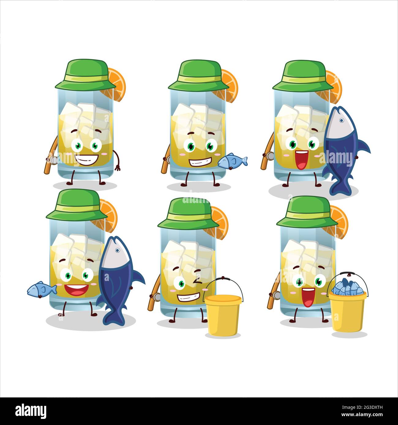 A fisherman singani cartoon picture catch a big fish. Vector ...