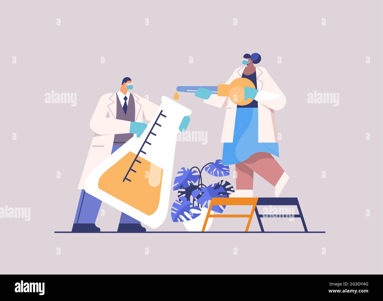 scientist team loading liquid sample in test tube with pipette ...