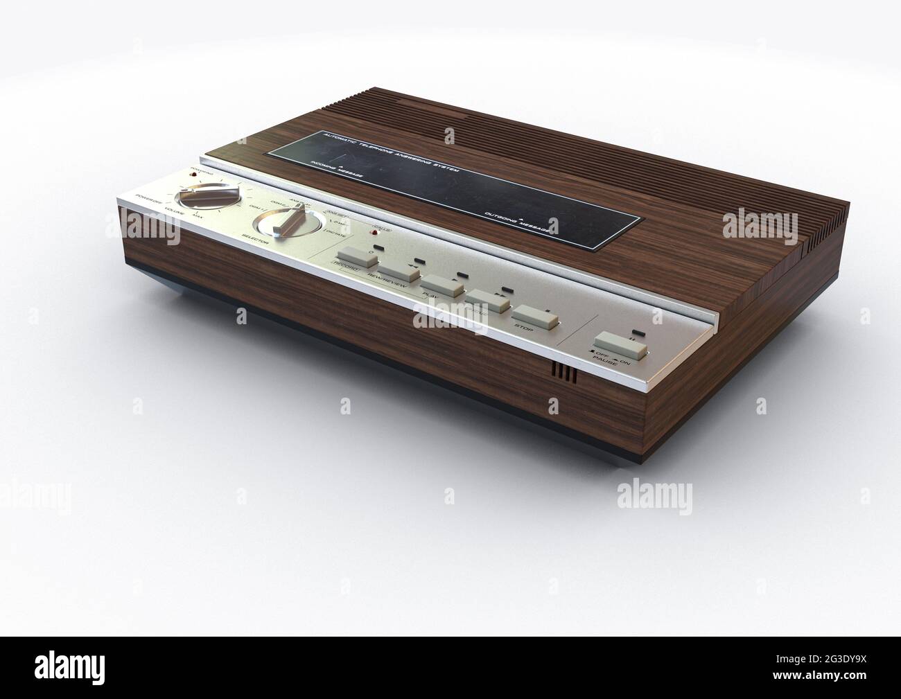 A vintage analogue answering machine for the 80's made of wood and ...