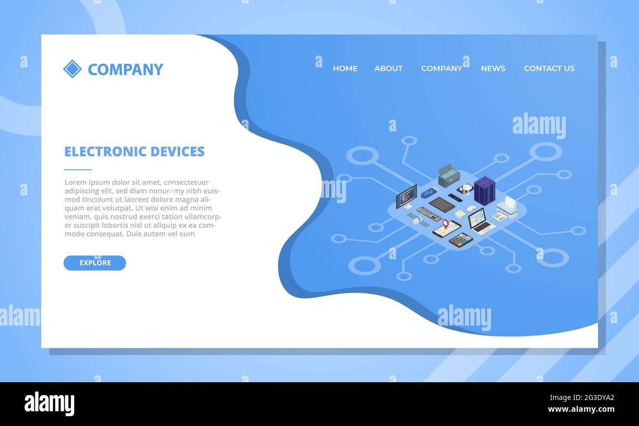 electronic devices set collection concept for website template or ...