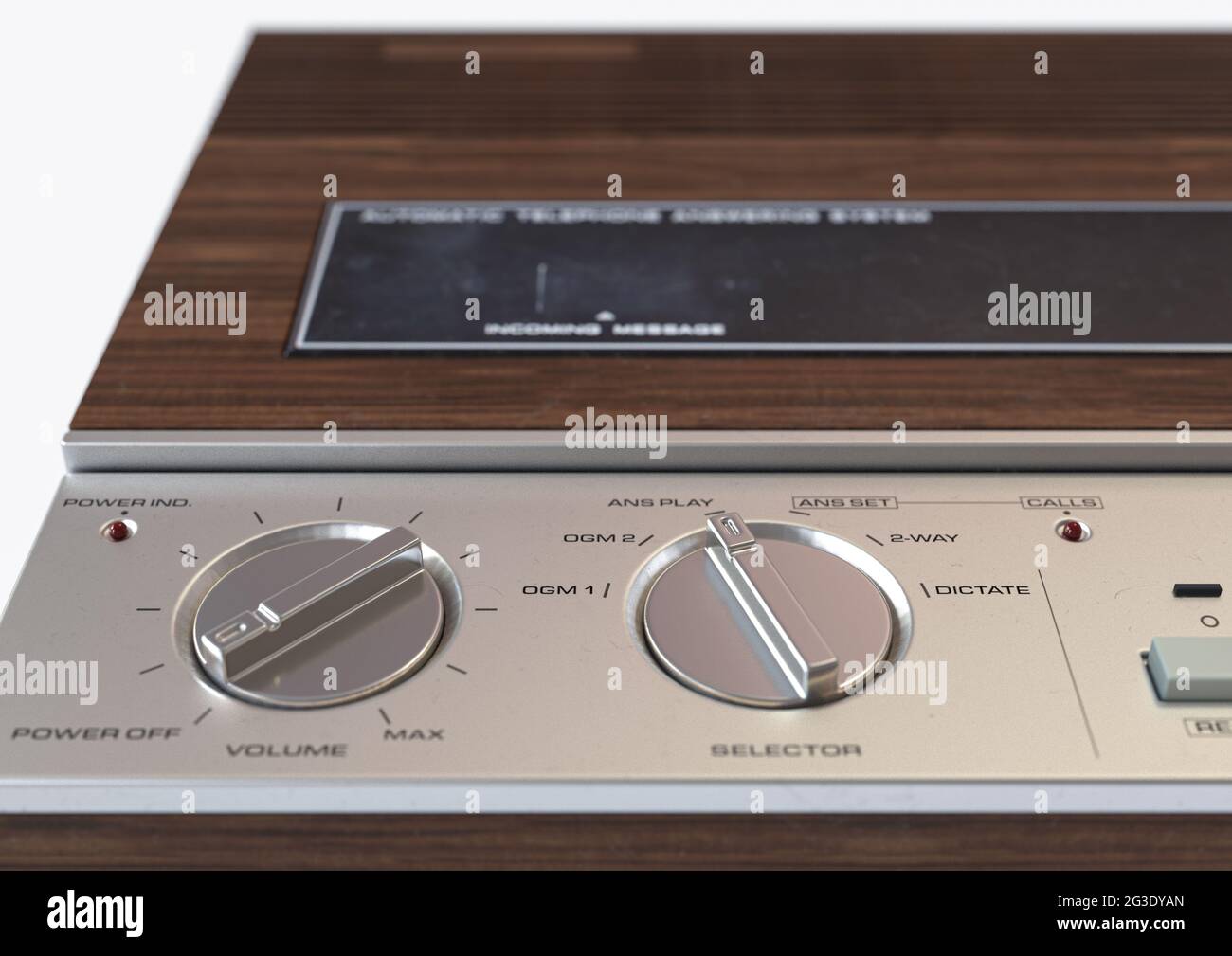 A vintage analogue answering machine for the 80's made of wood and ...