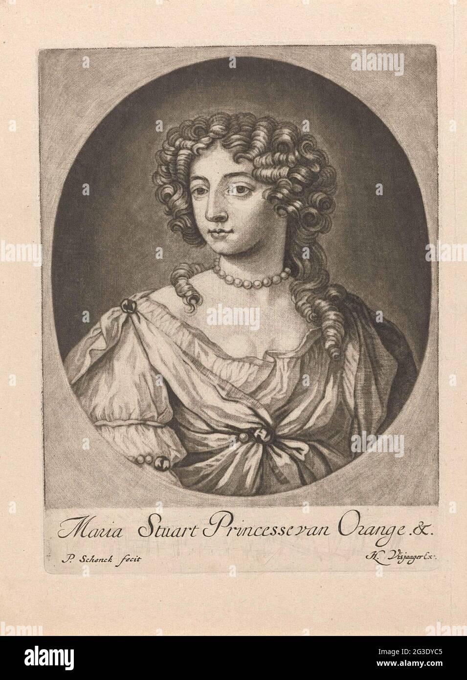 Portrait of Maria II Stuart. Portrait of Maria II in an oval. In the ...