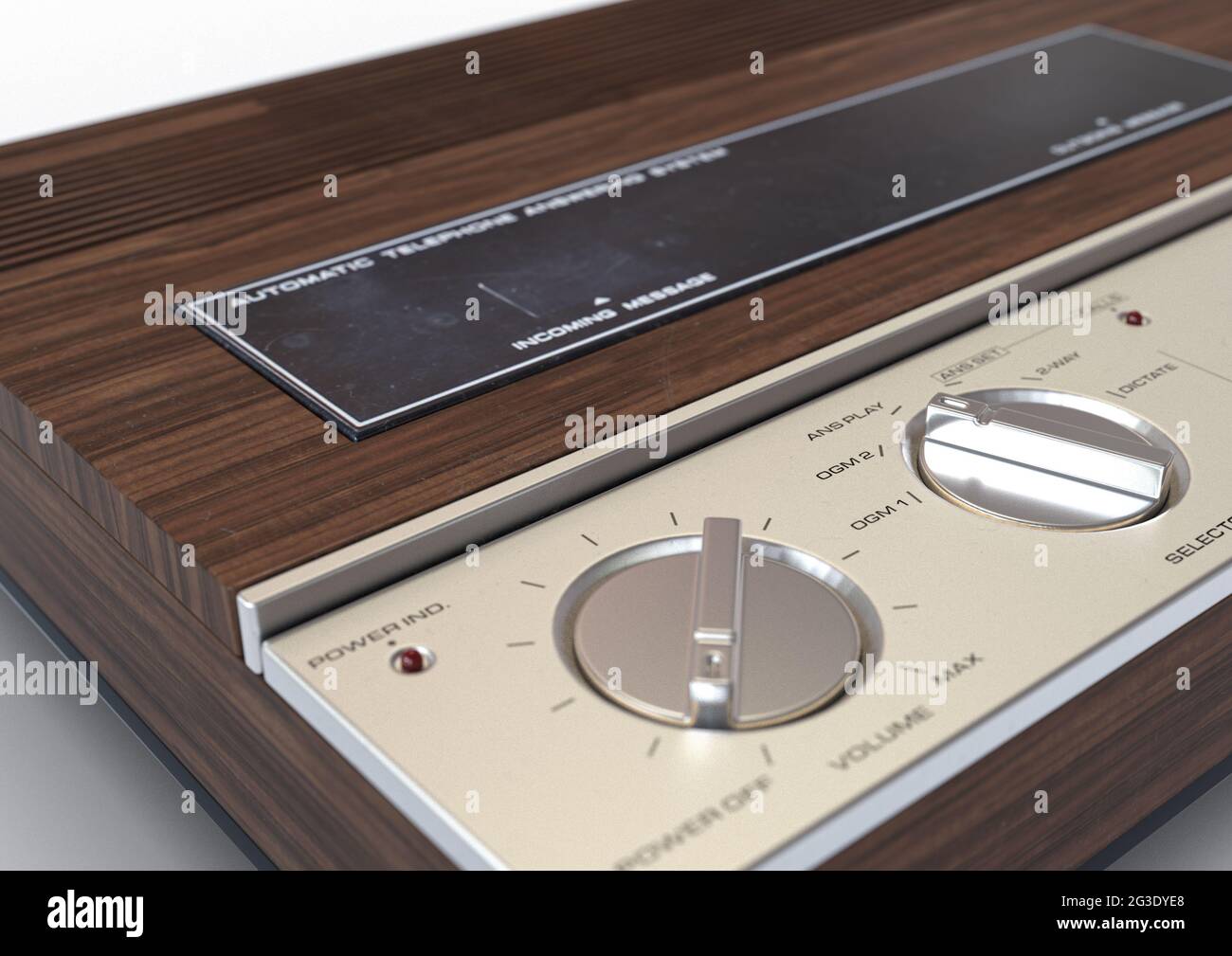A vintage analogue answering machine for the 80's made of wood and ...