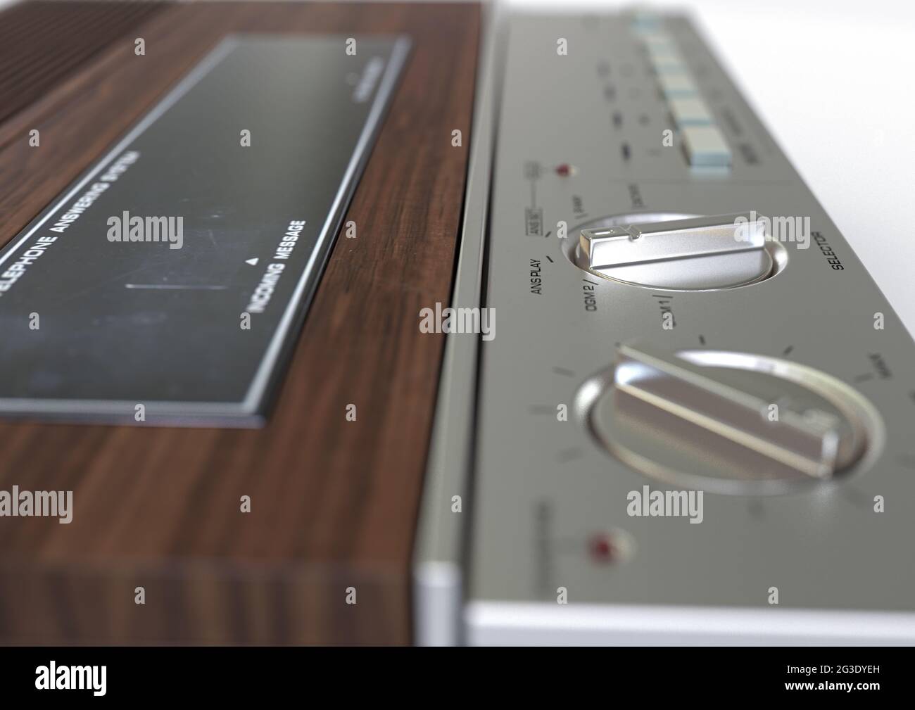 A vintage analogue answering machine for the 80's made of wood and ...