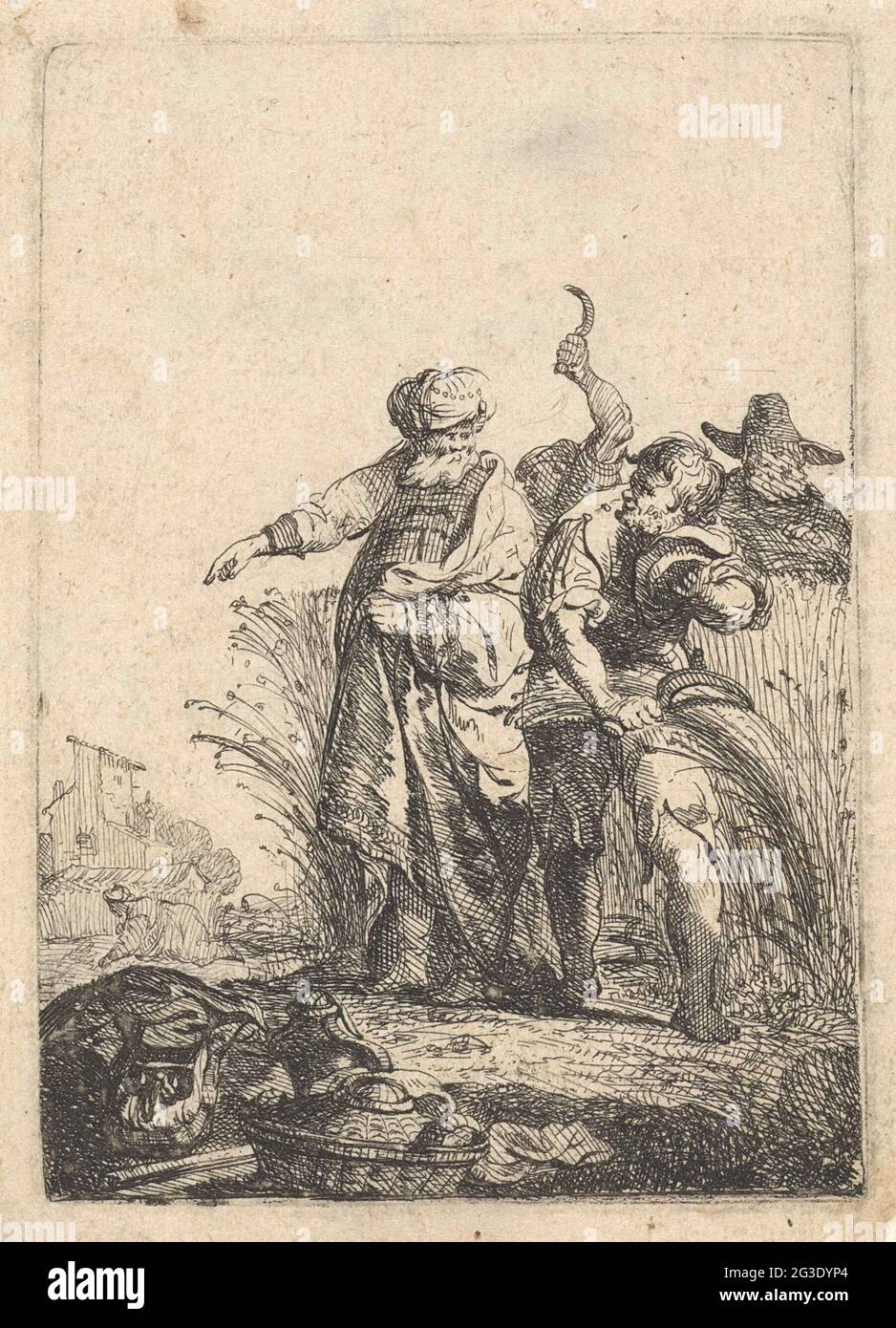 Ruth reads Aren on the field of Boaz. Boaz, with beard and turban ...