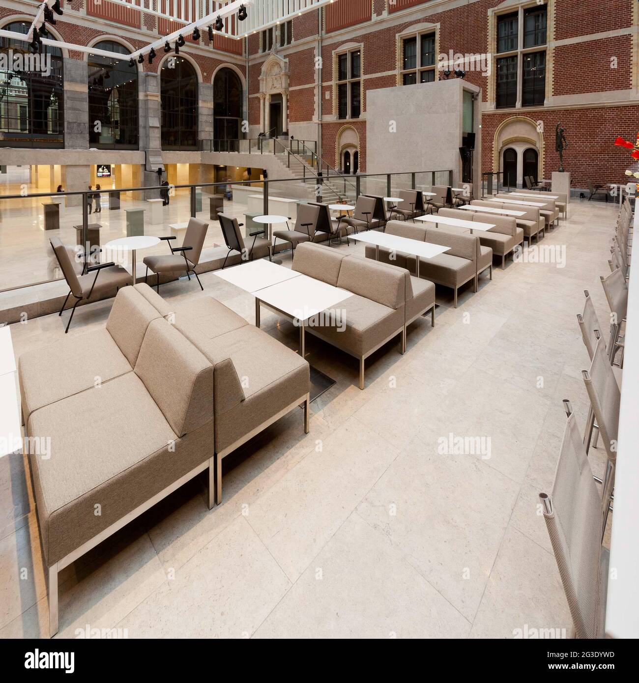 The cafe in the eastern atrium. Overview of the café just before the ...