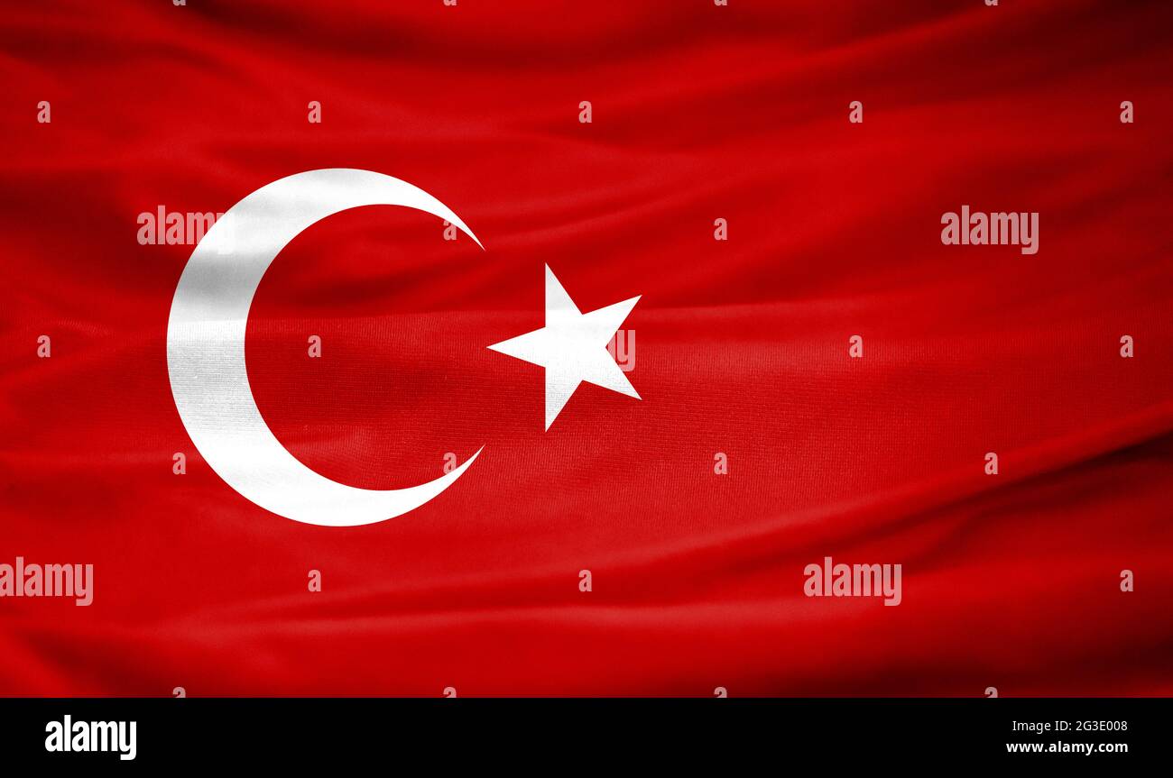 Realistic flag of Turkey on the wavy surface of fabric Stock Photo - Alamy