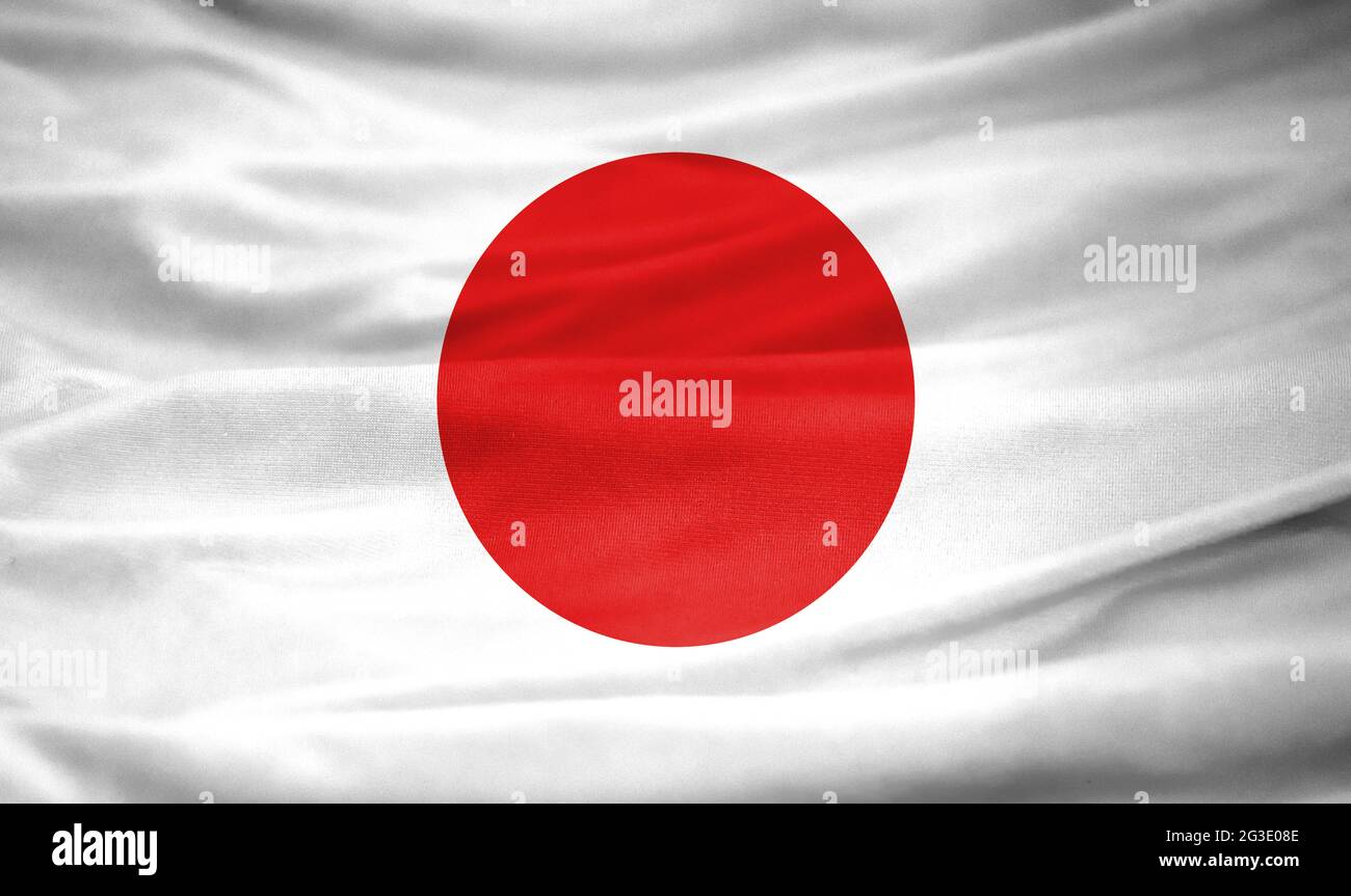Realistic flag of Japan on the wavy surface of fabric Stock Photo - Alamy