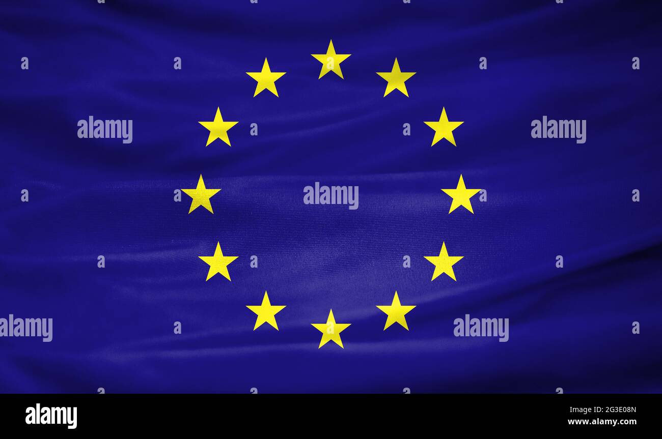 Realistic flag of European Union on the wavy surface of fabric Stock ...