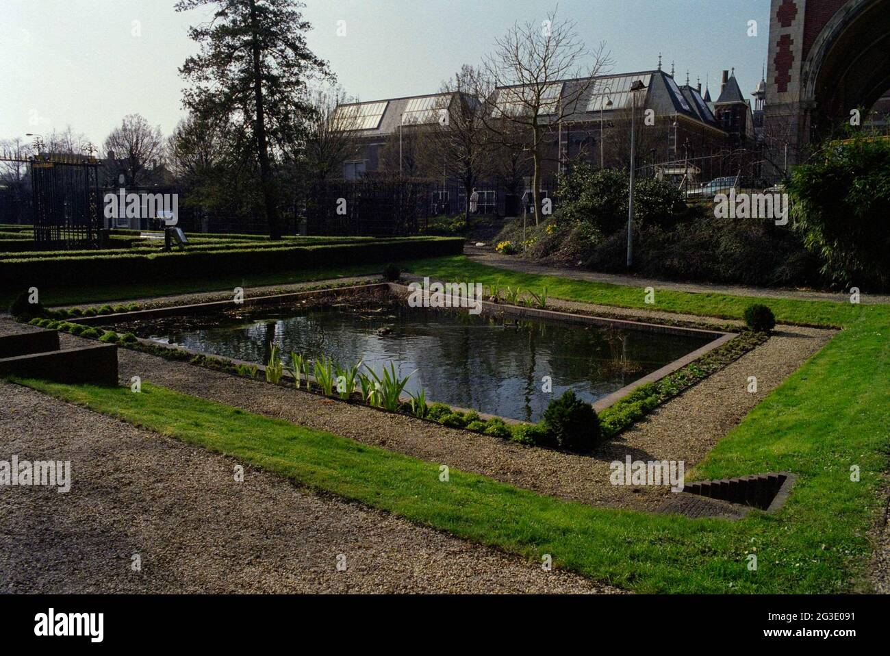 Pond; Garden on the western and southwestern side of the museum, spring ...