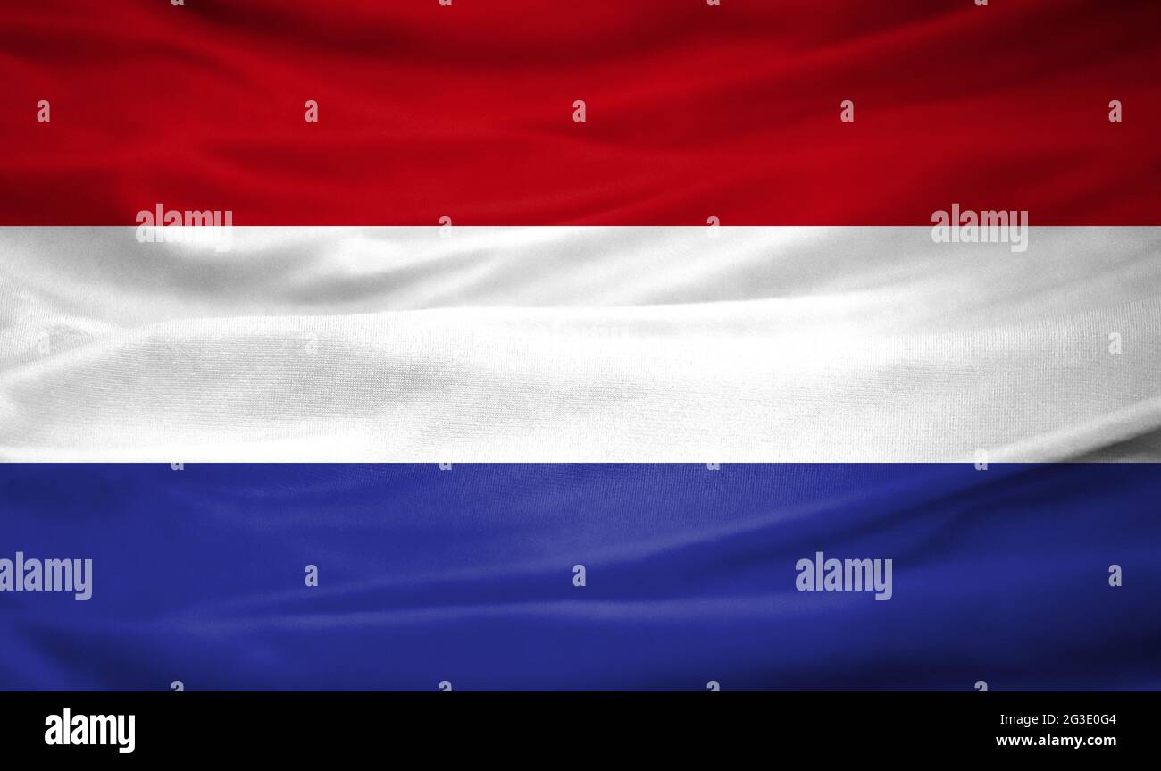 Realistic flag of Netherlands on the wavy surface of fabric Stock Photo ...