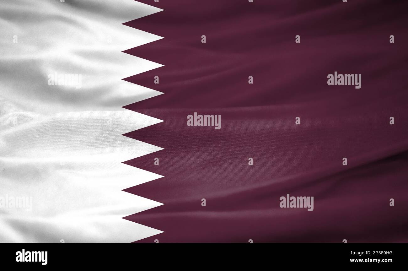 Realistic flag of Qatar on the wavy surface of fabric Stock Photo - Alamy