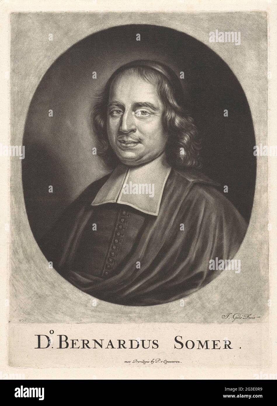 Portrait of Bernardus Somer. Bernardus Somer, pastor in Amsterdam and ...