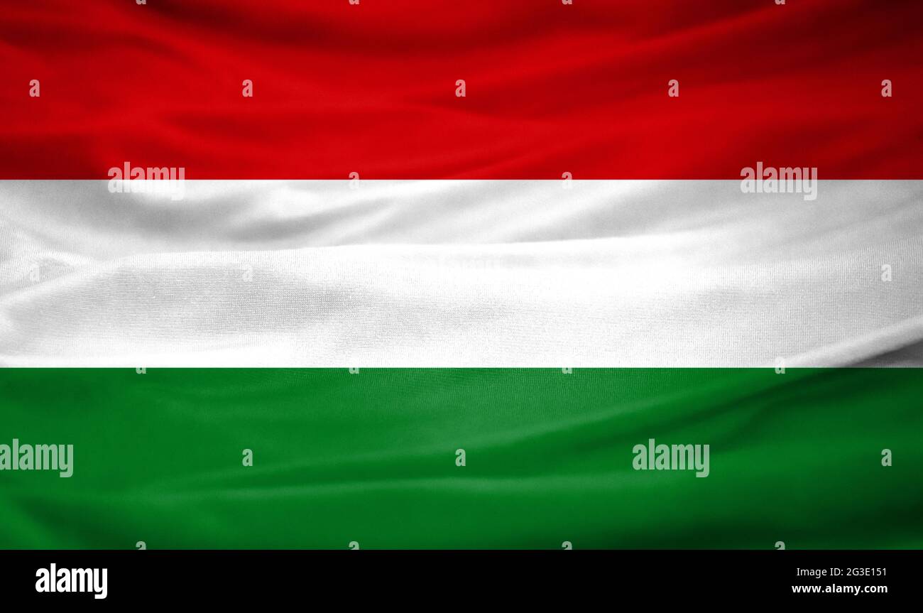 Realistic flag of Hungary on the wavy surface of fabric Stock Photo - Alamy
