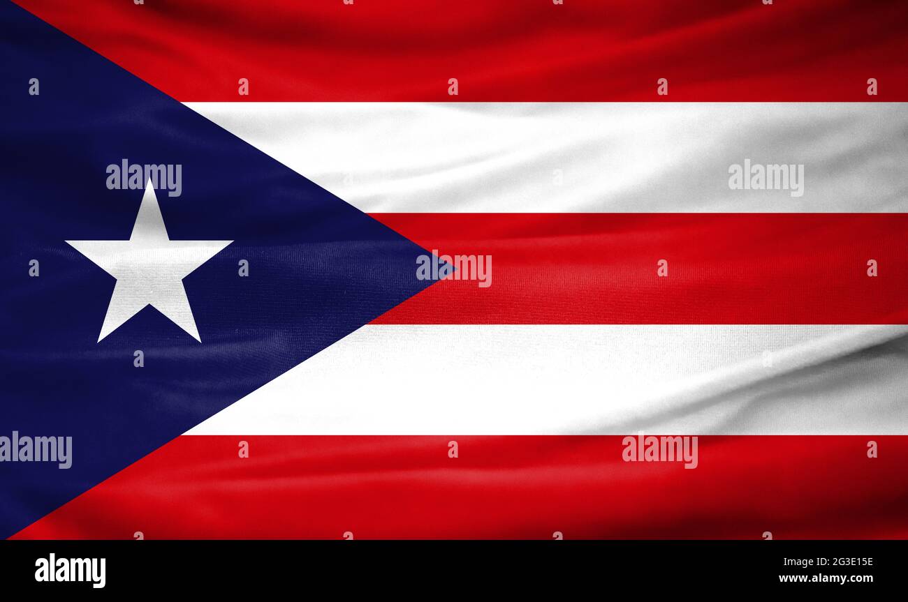 Realistic flag of Puerto Rico on the wavy surface of fabric Stock Photo ...