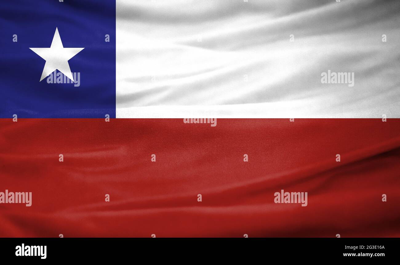 Realistic flag of Chile on the wavy surface of fabric Stock Photo - Alamy