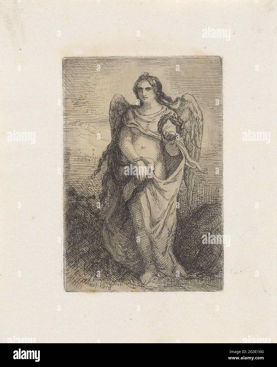 Angel with laurel wreath Stock Photo - Alamy