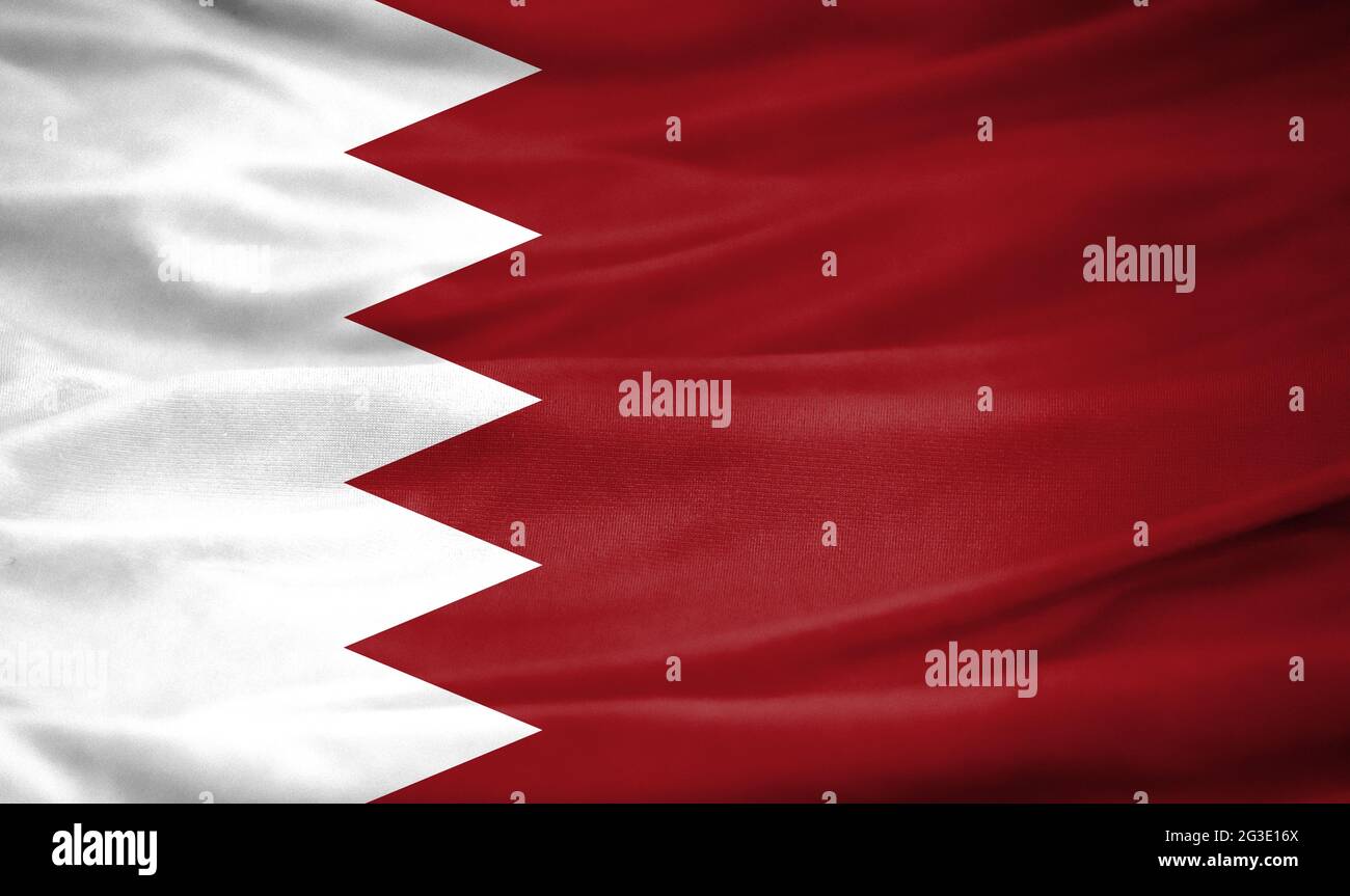 Realistic flag of Bahrain on the wavy surface of fabric Stock Photo - Alamy
