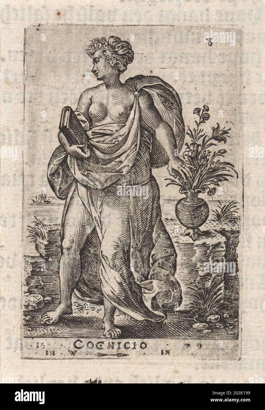 Knowledge; Cognicio; Seven virtues and knowledge. Landscape with the ...