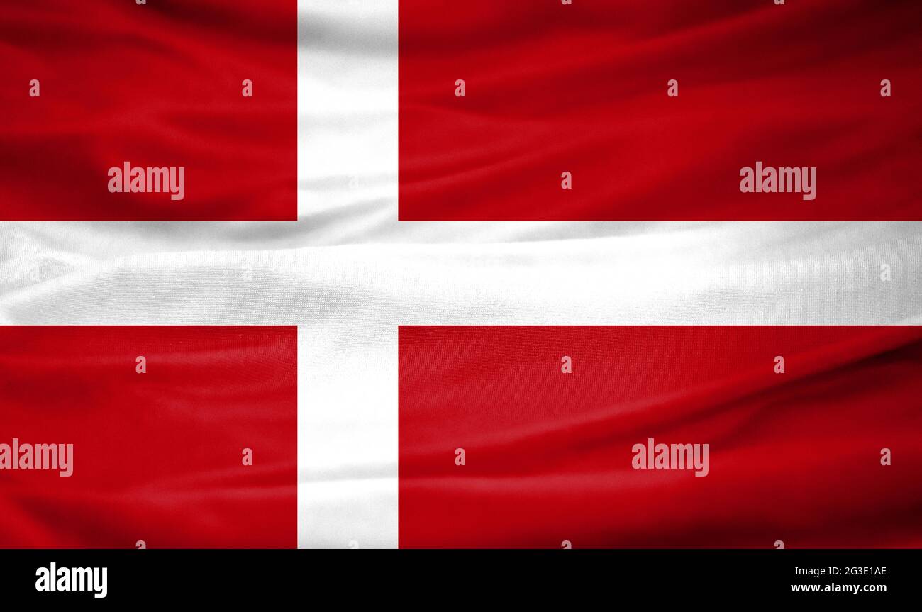 Realistic flag of Denmark on the wavy surface of fabric Stock Photo - Alamy