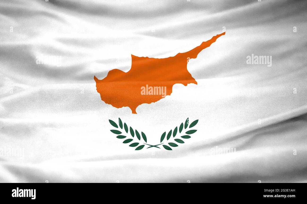 Realistic flag of Cyprus on the wavy surface of fabric Stock Photo - Alamy