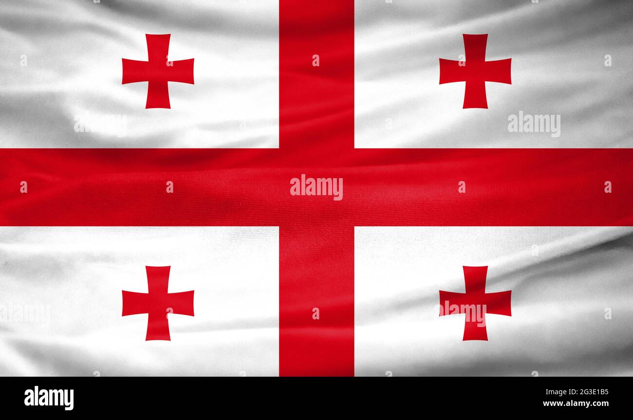 Realistic flag of Georgia on the wavy surface of fabric Stock Photo - Alamy