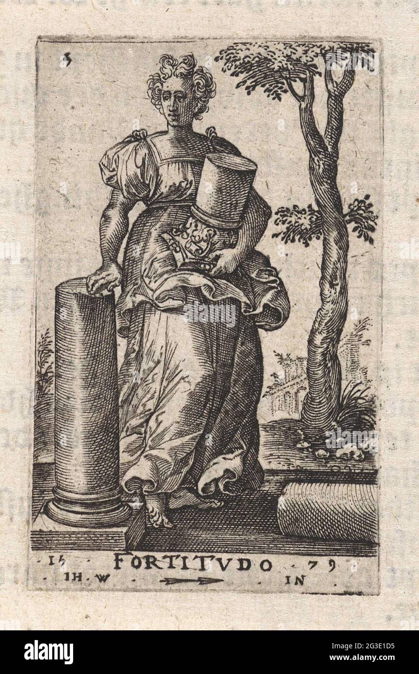 Power; Fortitvdo; Seven virtues and knowledge. Landscape with female ...