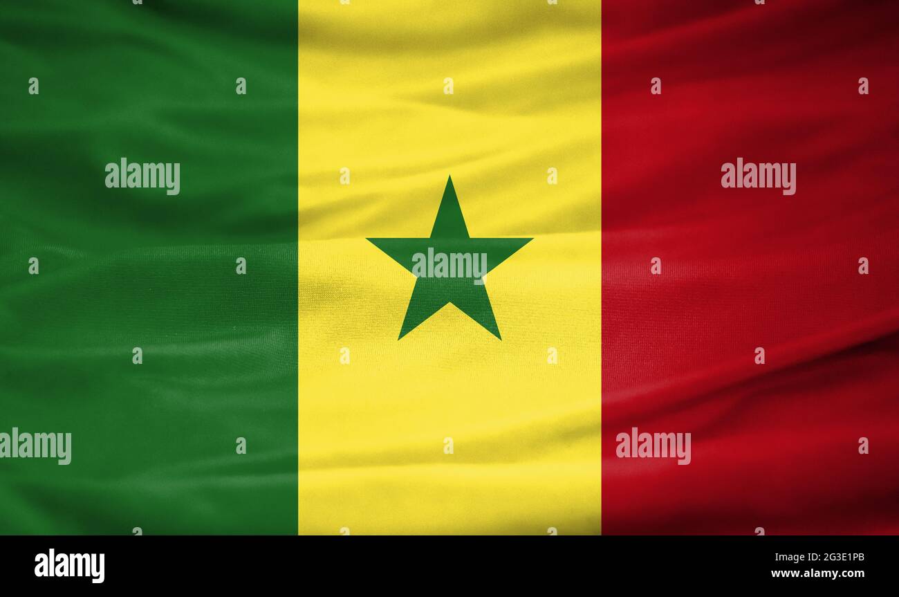 Realistic flag of Senegal on the wavy surface of fabric Stock Photo - Alamy